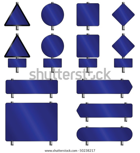 Blank Blue Sign Collection Mounted On Stock Vector (Royalty Free ...
