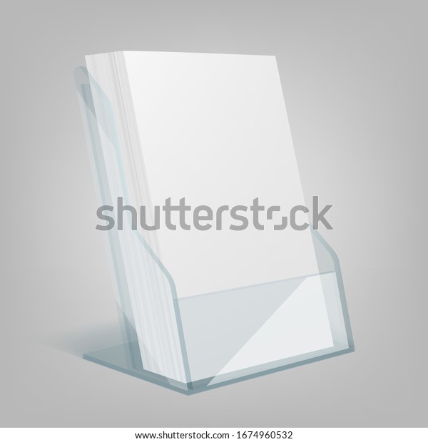 Blank Flyer Glass Plastic Transparent Holder Stock Vector (Royalty Free ...