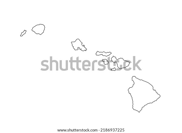 Blank Hawaii Vector Map Silhouette Illustration: เวกเตอร์สต็อก (ปลอดค่า ...