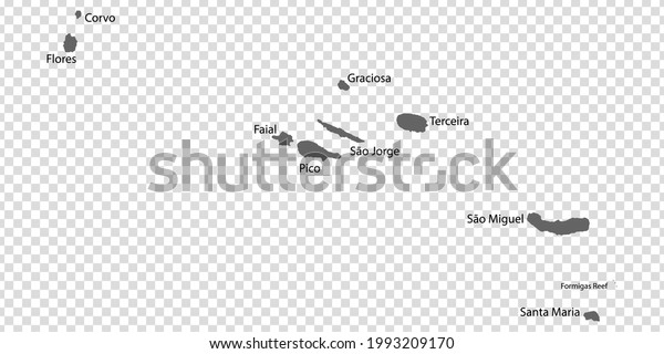Blank Map Azores Gray Every Island Stock Vector (Royalty Free ...