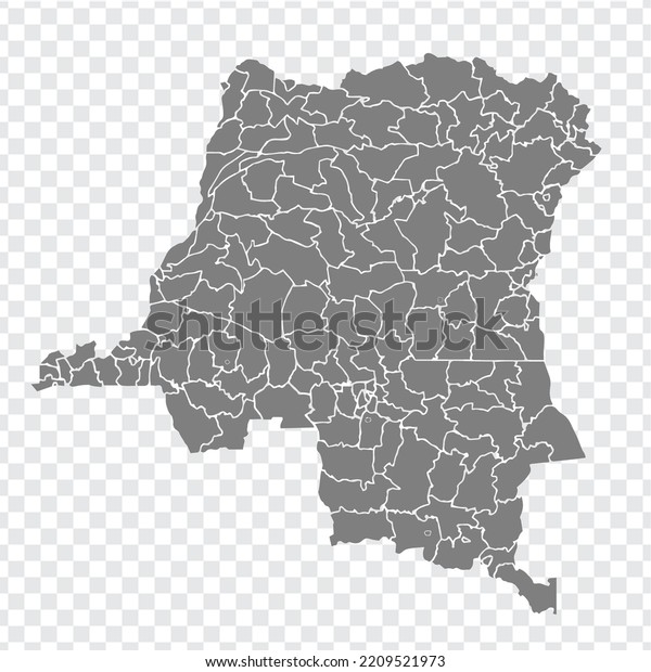 Blank Map Democratic Republic Congo Districts Stock Vector (Royalty ...