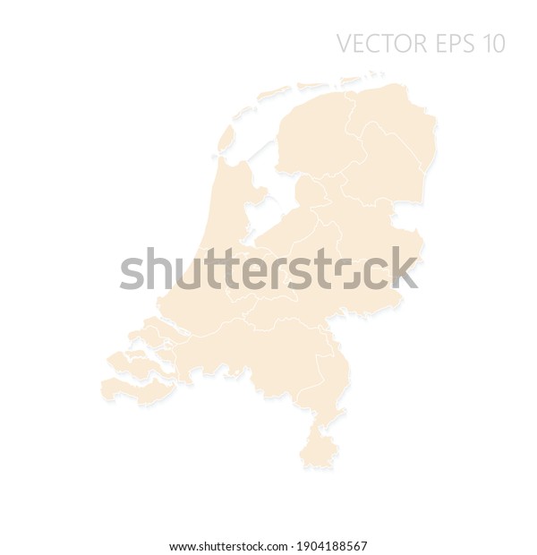 Blank Map Netherlands High Detailed Set Stock Vector (Royalty Free ...