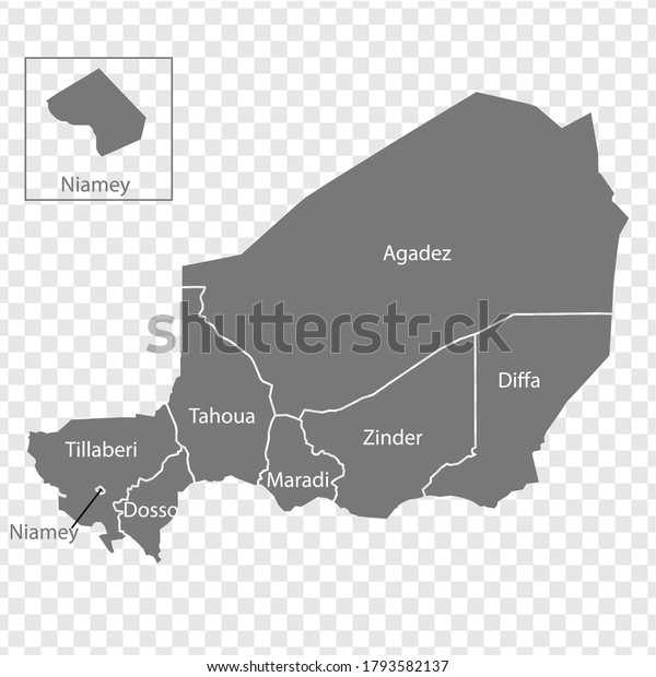 Blank Map Republic Niger Gray Every Stock Vector (Royalty Free ...