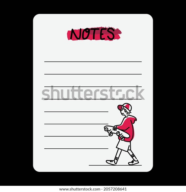 Blank Notes Paper Line Art Skateboard Stock Vector (Royalty Free ...