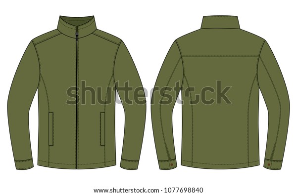 Blank Olive Green Jacket Vector Templatefront Stock Vector (Royalty ...