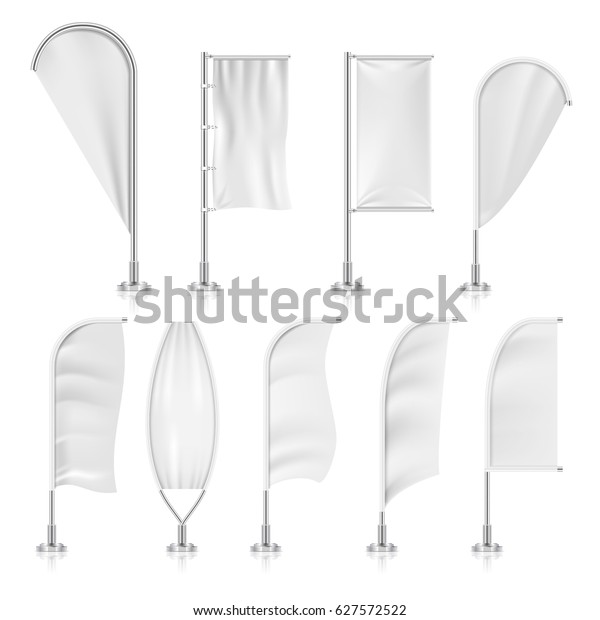 Blank Outdoor White Flags Advertising Beach Stock Vector (Royalty Free ...