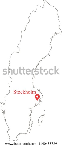 Vektor Stok Blank Outline Map Sweden Border Capital (Tanpa Royalti ...