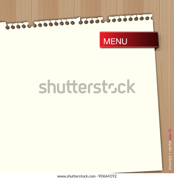 Blank Paper Menu On Wood Background Stock Vector (Royalty Free ...