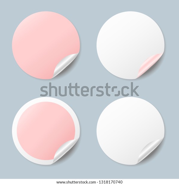 Blank Pastel Pink Round Stickers Curled Stock Vector (Royalty Free ...