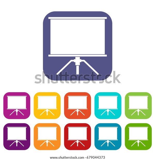 Blank Projection Screen Icons Set Vector Stock Vector (Royalty Free ...