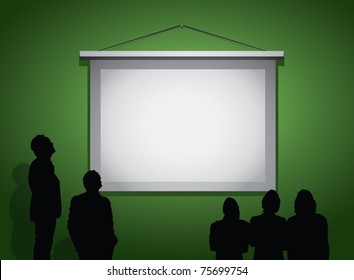 Blank Projector Screen People Watching Stock Vector (Royalty Free ...