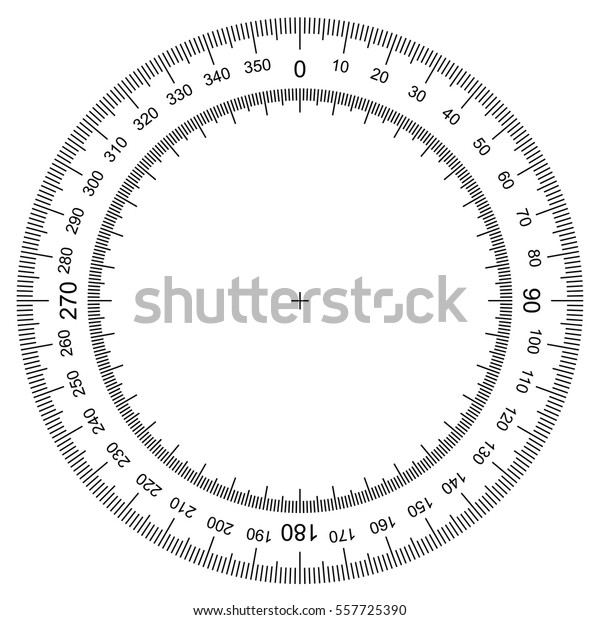 Blank Protractor Actual Size Graduation Isolated: стоковая векторная ...