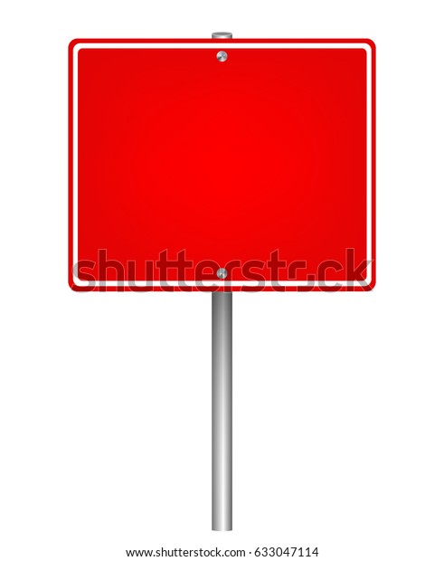 Blank Red Square Sign On Pole Stock Vector (Royalty Free) 633047114