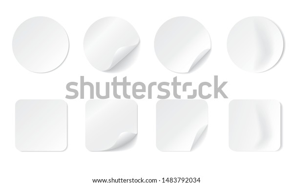 Blank Round Square Adhesive Stickers Mock Stock Vector (Royalty Free ...
