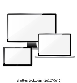 Blank Screens Set Isolated On White Stock Vector (Royalty Free ...