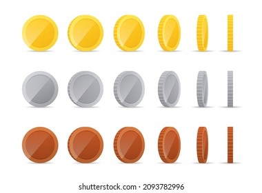 Blank Set Coins Realistic Template 3d Stock Vector (Royalty Free ...