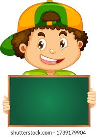 Blank Sign Template Cute Boy On Stock Vector (Royalty Free) 1739179904 ...