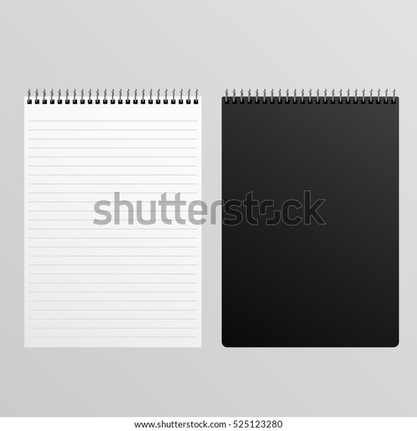 Blank Spiral Notepad White Black Mockup: стоковая векторная графика ...
