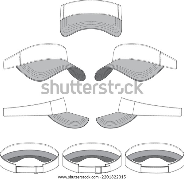 Blank Sport Visor Hat Flat Sketch Stock Vector (Royalty Free ...