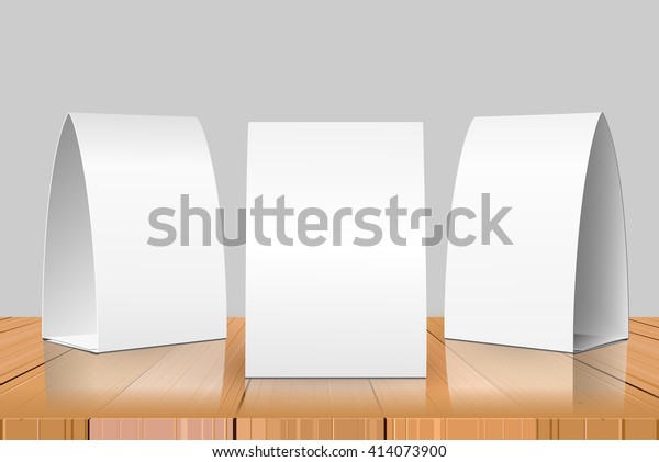 Blank Table Tent Isolated On Wooden Stock Vector (Royalty Free ...