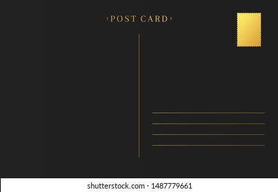 Blank Template Black Gold Postcard Back Stock Vector (Royalty Free ...