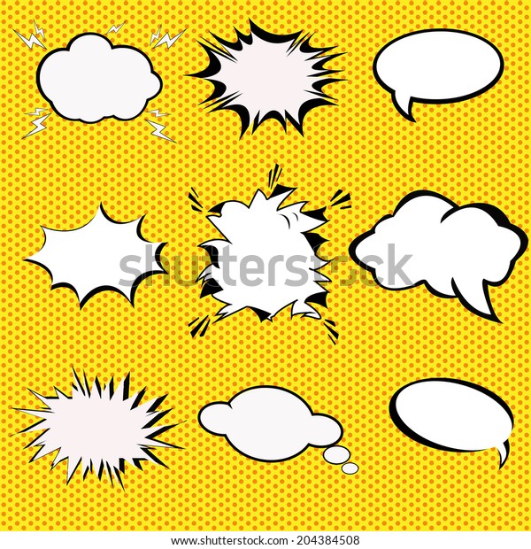 Blank Text Comic Speech Bubbles Template Stock Vector (Royalty Free ...