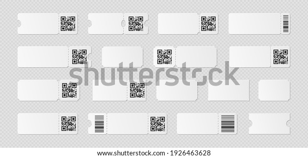 Blank Ticket Template Mockup Barcode Realistic: เวกเตอร์สต็อก (ปลอดค่า ...