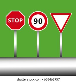 Blank Traffic Sign Set Easy Edit Stock Vector (Royalty Free) 688462957 ...