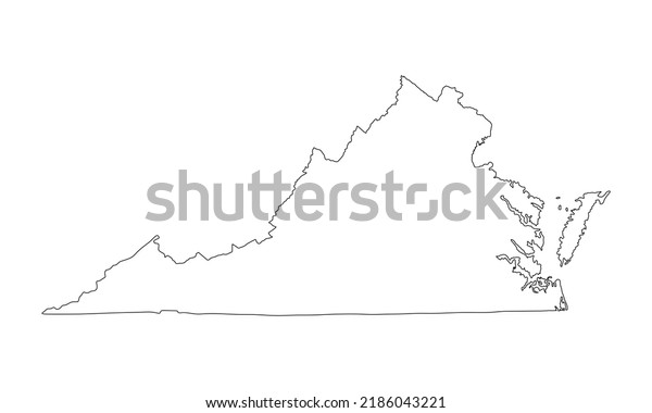 Blank Virginia Map Vector Silhouette Illustration: เวกเตอร์สต็อก (ปลอด ...