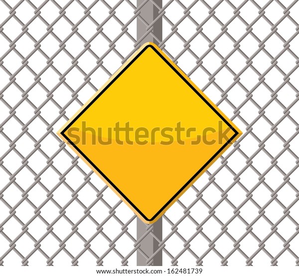 Blank Warning Sign On Wire Fence Stock Vector (Royalty Free) 162481739 ...