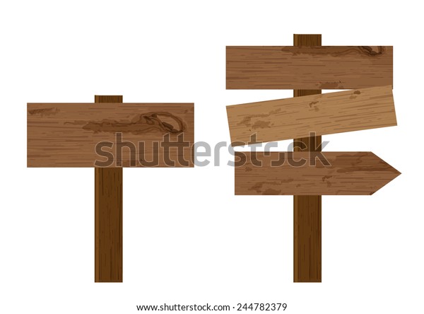 Blank Way Finding Plank Wooden Signboard Stock Vector (Royalty Free ...