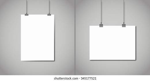 Blank White Horizontal Vertical Page Hanging Stock Vector (Royalty Free ...