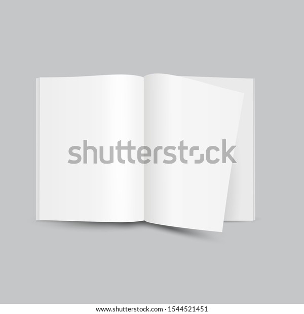 Blank White Open Magazine Front View Stok Vektör (Telifsiz) 1544521451