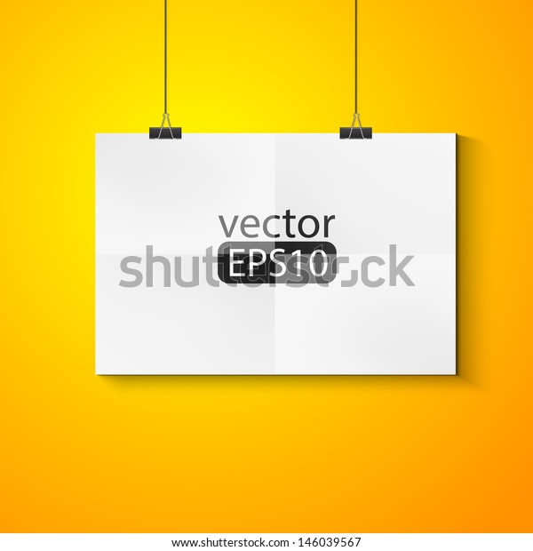 Blank White Poster On Yellow Wall Stock Vector (Royalty Free) 146039567 ...