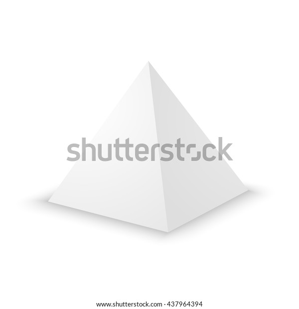 Blank white pyramid on white background. 3d template.