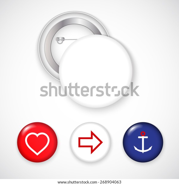 Blank White Realistic Badge Vector Illustration Stock Vector (Royalty ...