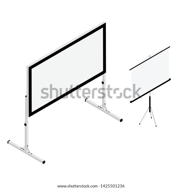 Blank White Realistic Projector Screens Projector Stock Vector (Royalty ...