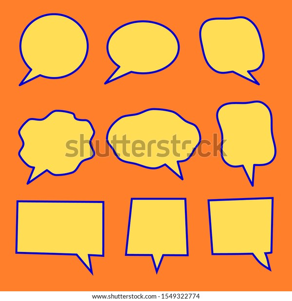 Blank Yellow Cartoon Speech Bubbles Set Stock Vector (Royalty Free ...