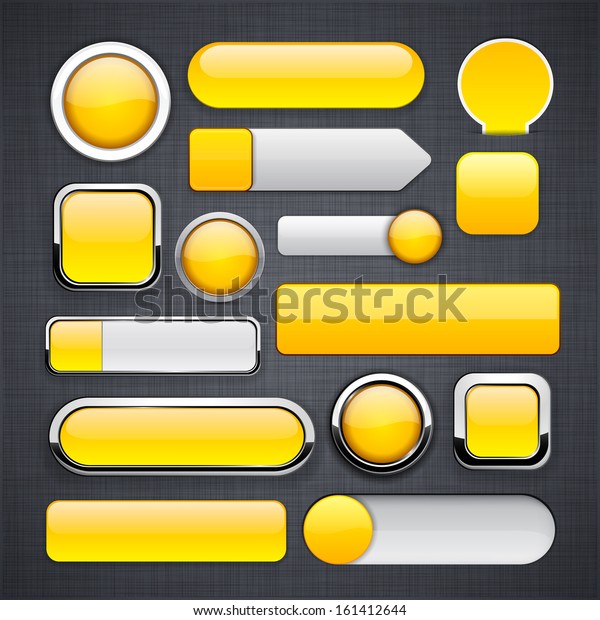 Blank yellow web buttons for website or app. Vector eps10.