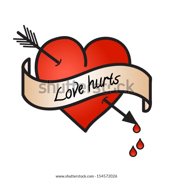 Bleeding Heart Love Hurts Text On Stock Vector (Royalty Free) 154572026 ...