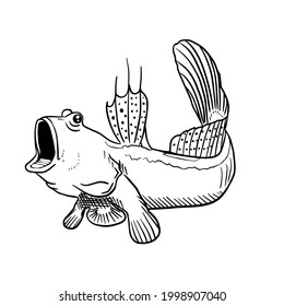 Blennyfish Vector Hand Drawing Illustration Black Stock Vector (Royalty ...