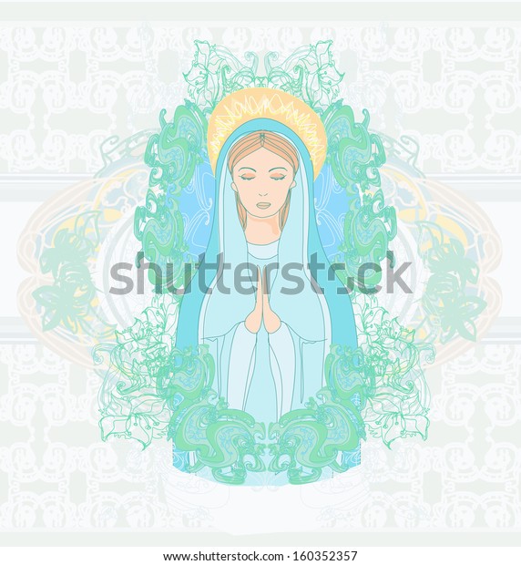 Blessed Virgin Mary Portrait Stock Vector (Royalty Free) 160352357 ...