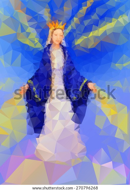 Blessed Virgin Mary Queen Triangle Style: vector de stock (libre de ...