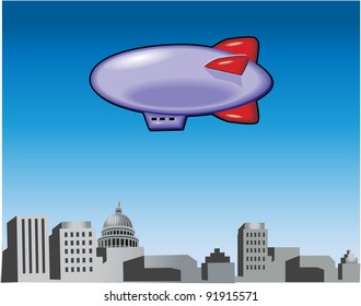 Blimp Over City Stock Vector (Royalty Free) 91915571 | Shutterstock