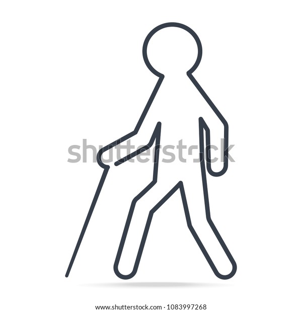 Blind Man Stick Icon Simple Line Stock Vector (Royalty Free) 1083997268 ...