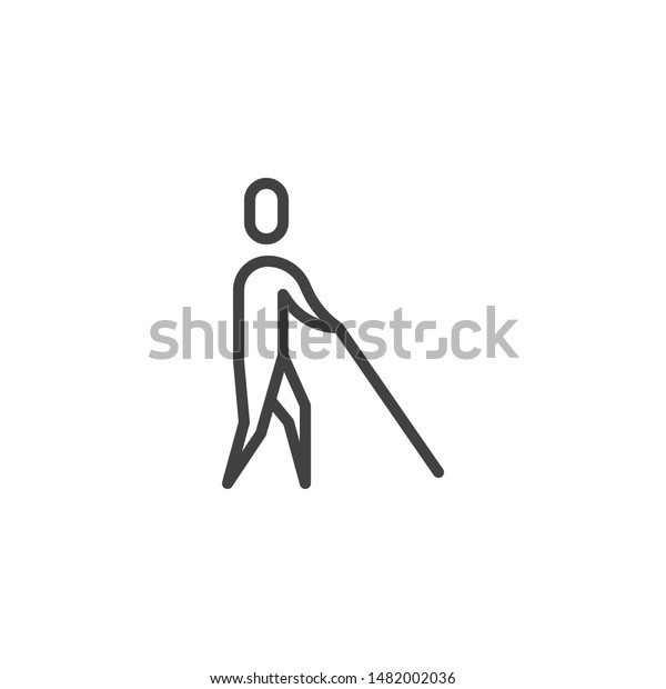 Blind Man Stick Line Icon Linear Stock Vector (Royalty Free) 1482002036 ...