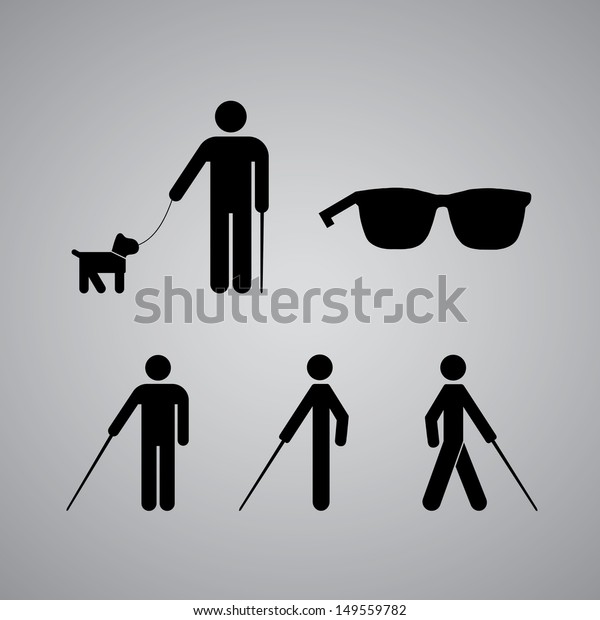 Blind Man Symbol On Gray Background Stock Vector (Royalty Free ...