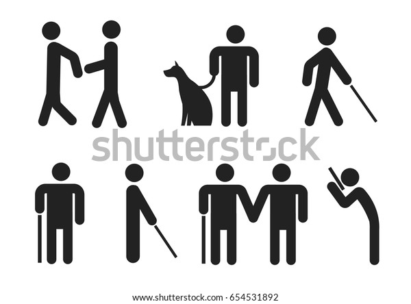 Vektor Stok Blind People Activities Icon Set (Tanpa Royalti) 654531892 ...