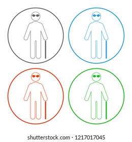 Blind Person Symbol Outline Vector Icon Stock Vector (Royalty Free ...