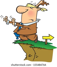 Blindfolded Cartoon Man Walking Off Edge 库存矢量图（免版税）155484764 | Shutterstock